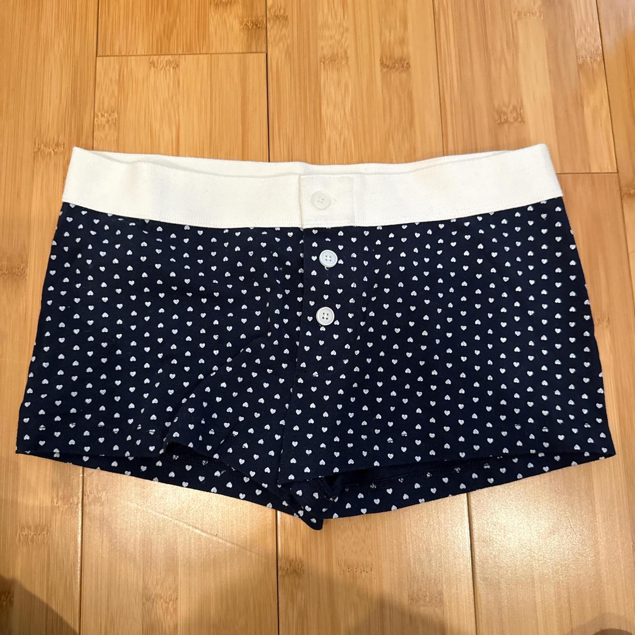 Navy and white heart boxer shorts Brandy Melville... | Depop
