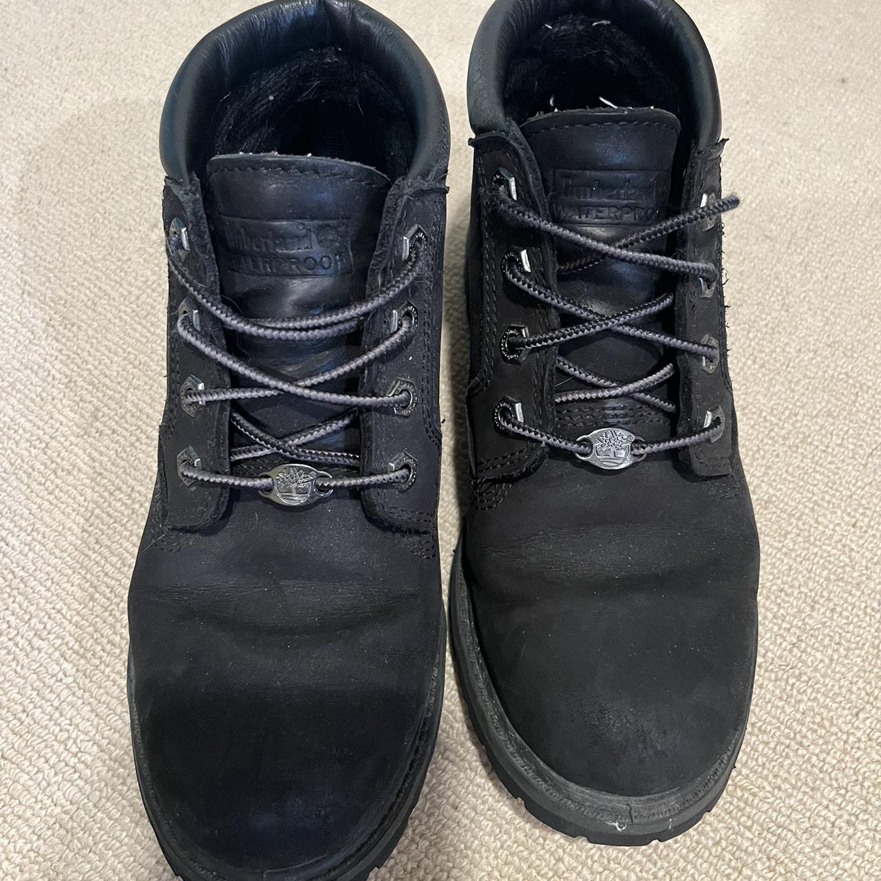 Black Timbs size 7 womens!!! the back are a little... - Depop