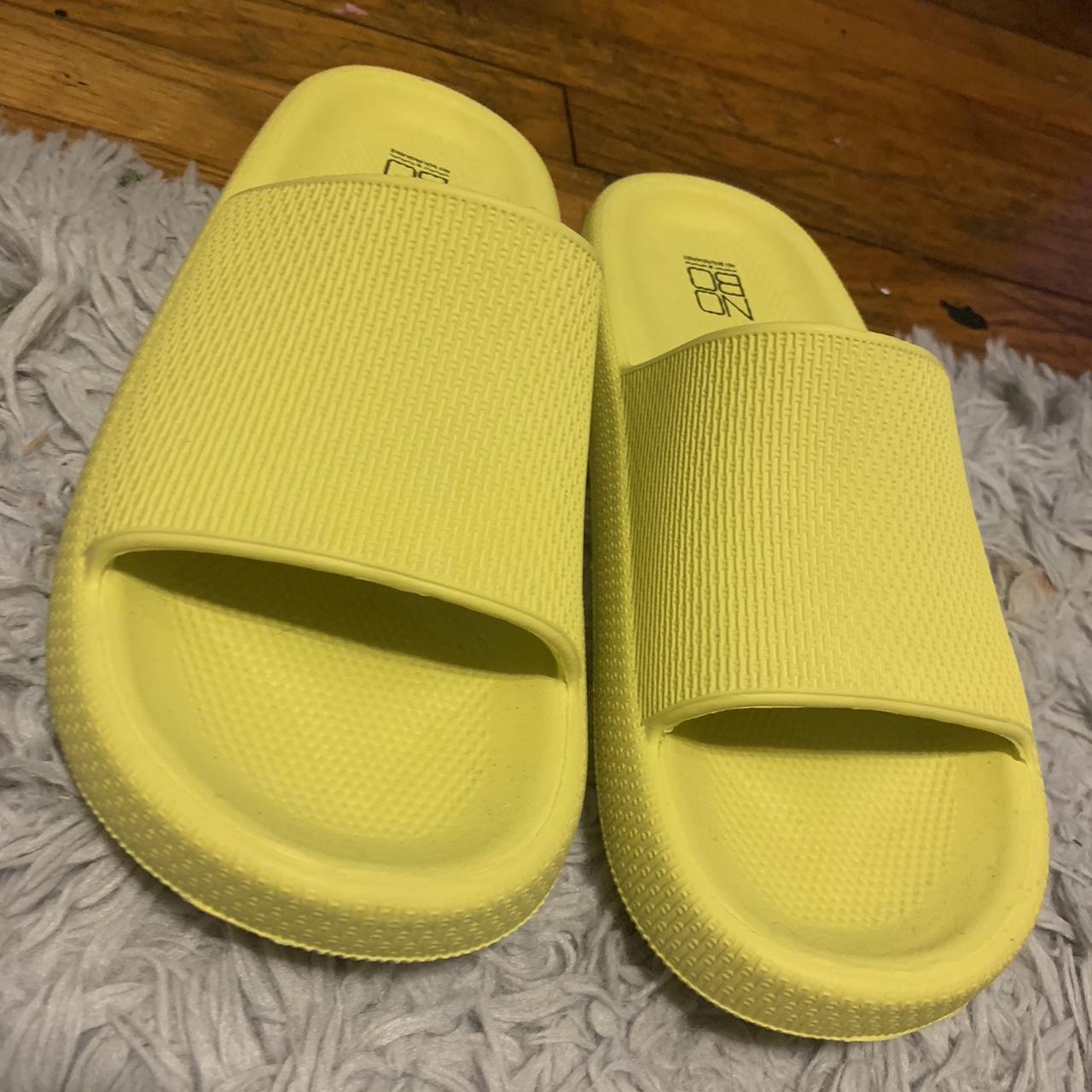 yellow slides only worn a few times - Depop