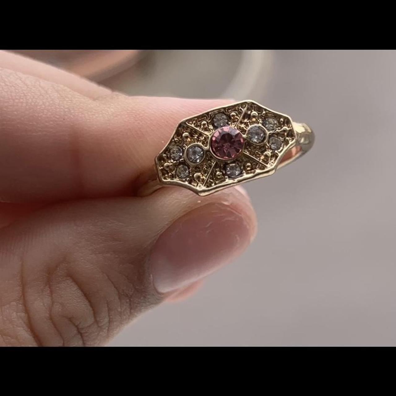 Gold and pink ring with a touch of glamour #jewellery - Depop