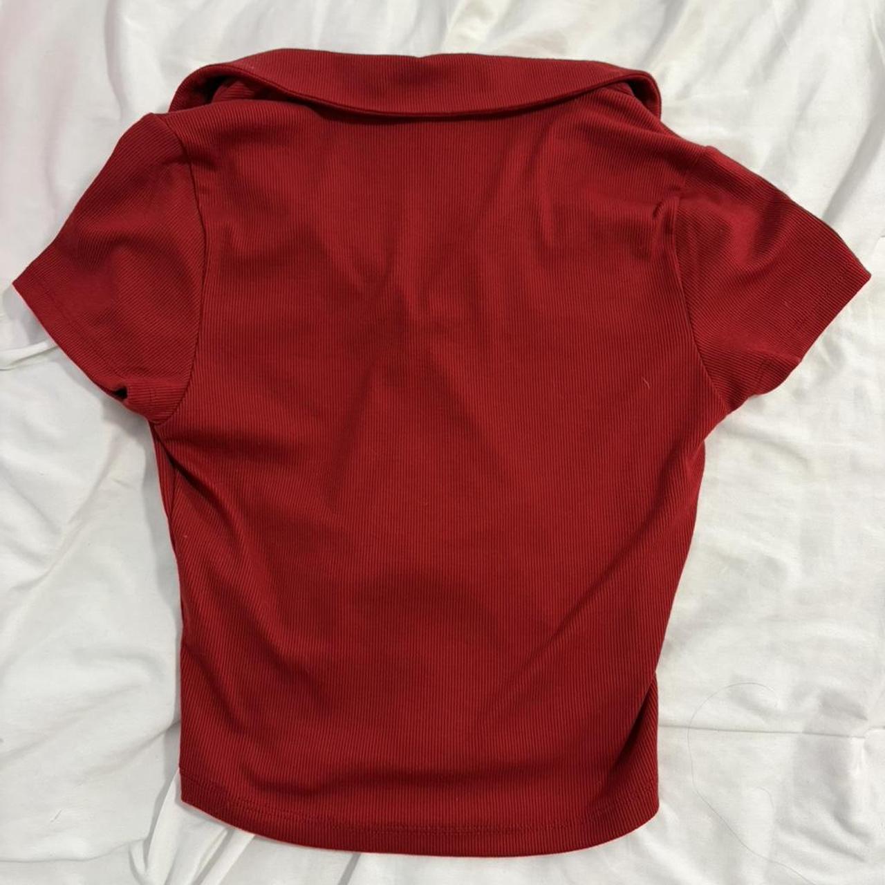 Red True Religion polo crop top Brand new with... | Depop