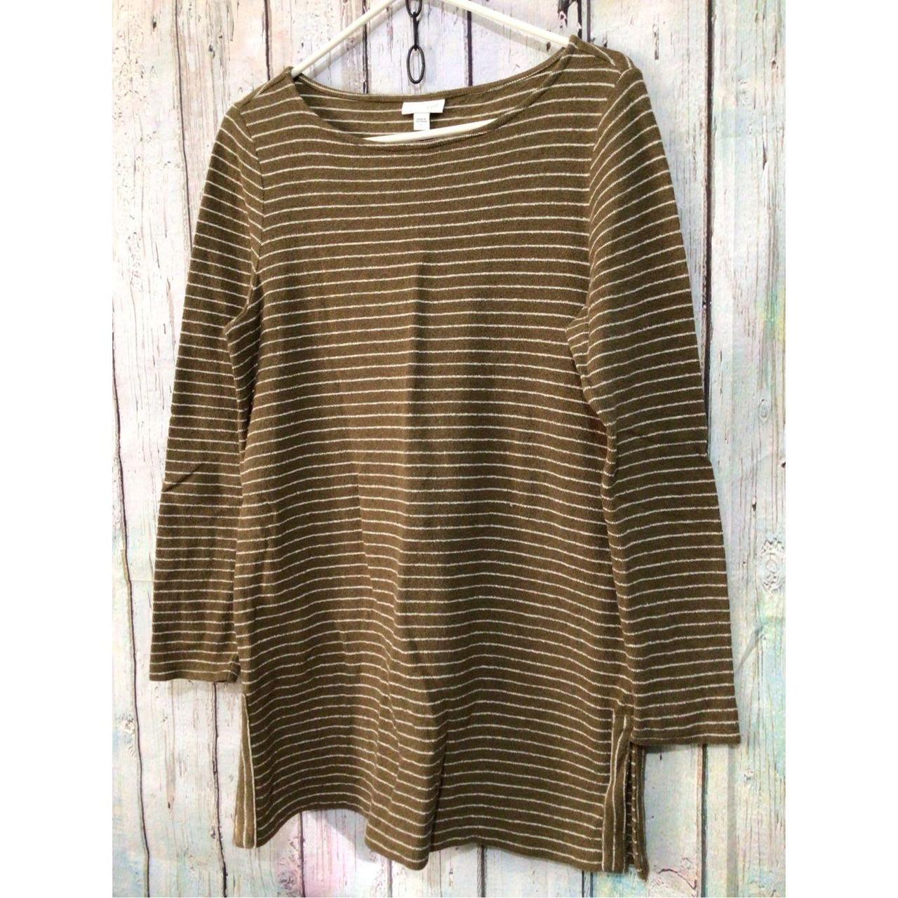 J. Jill Cute Brown & White Top Size: Large... - Depop