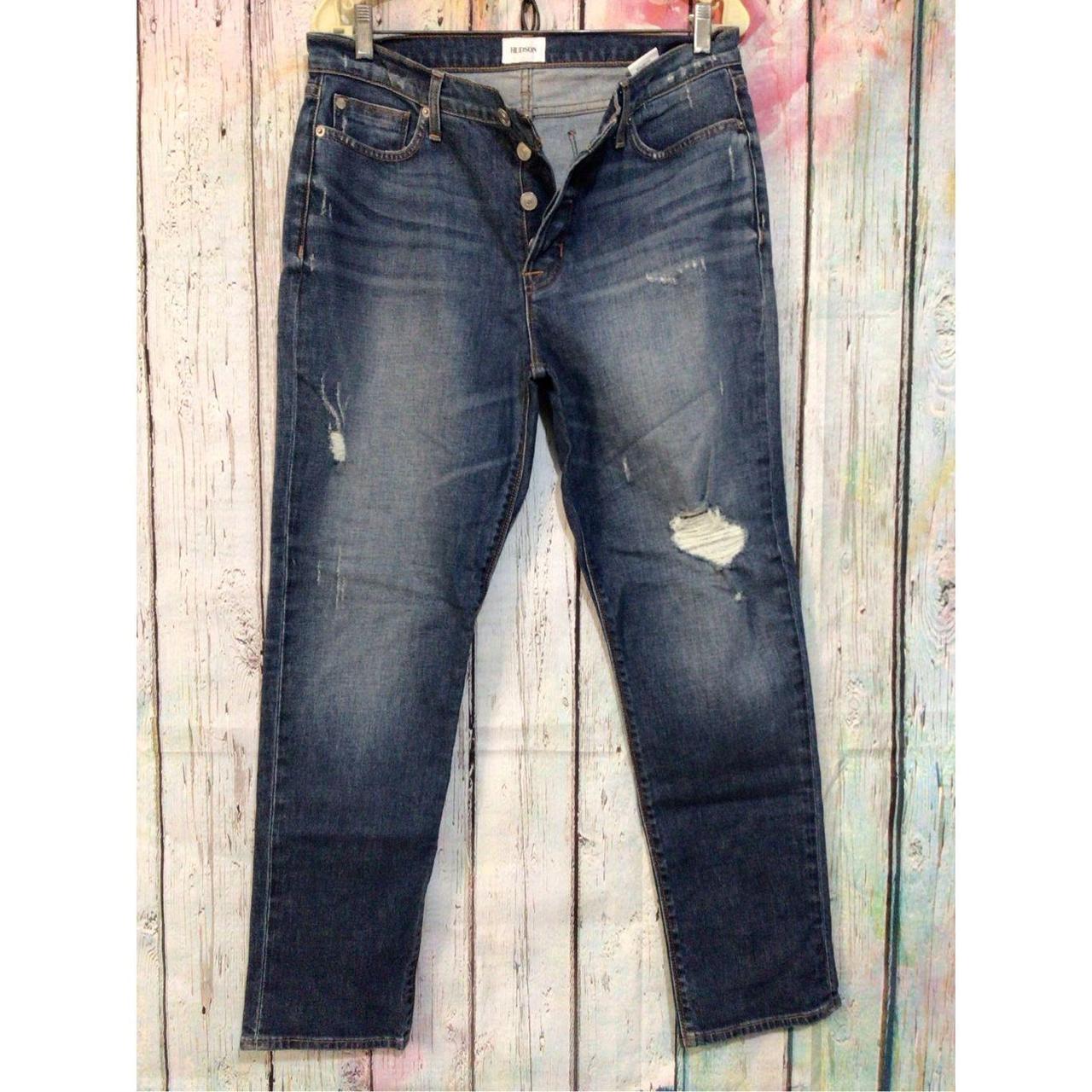 Brand New Hudson Jean Distressed Straight Leg Button... - Depop