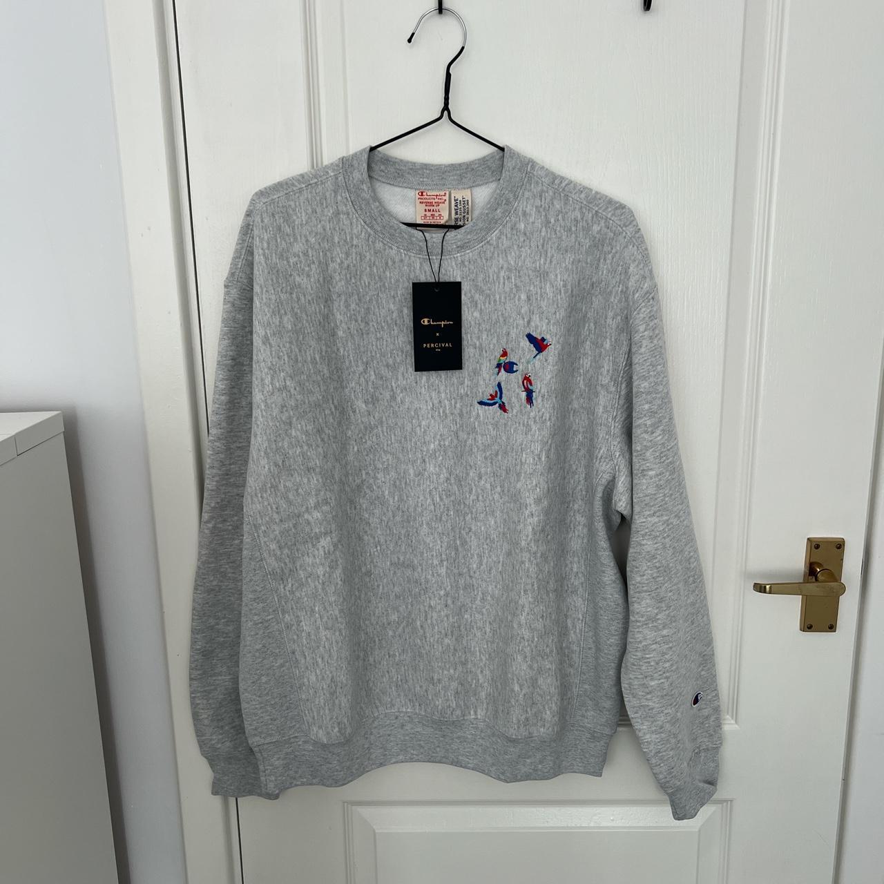 Champion x Percival Heather Grey embroidered... - Depop