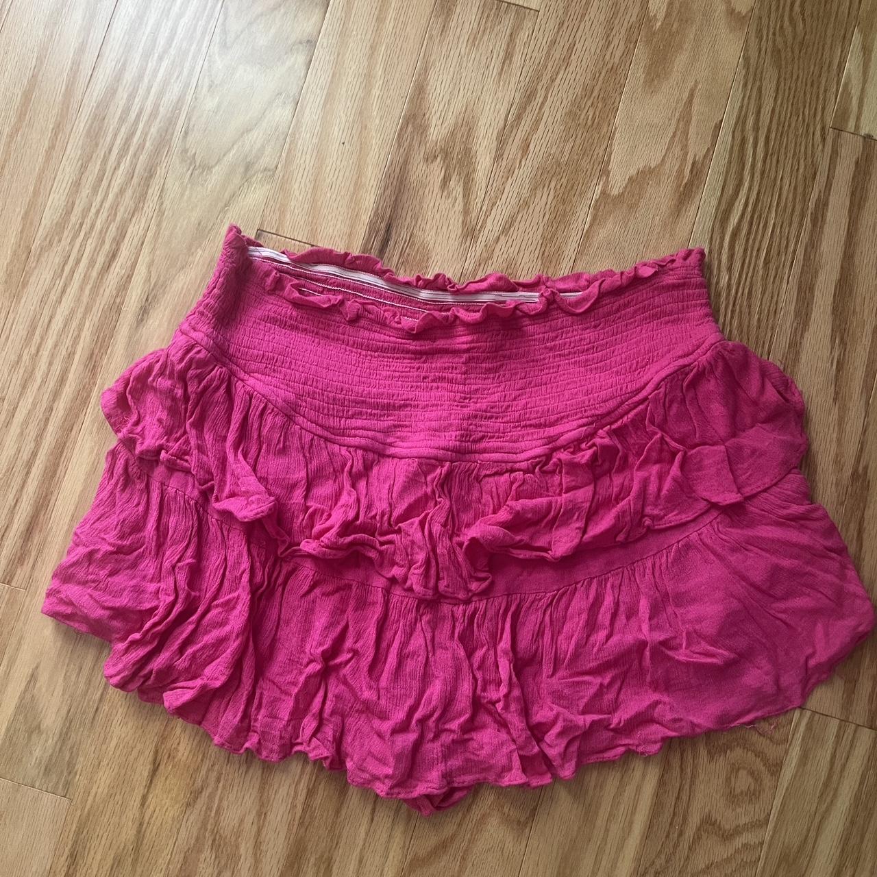 hot pink ruffle skirt size large but fits like a... - Depop