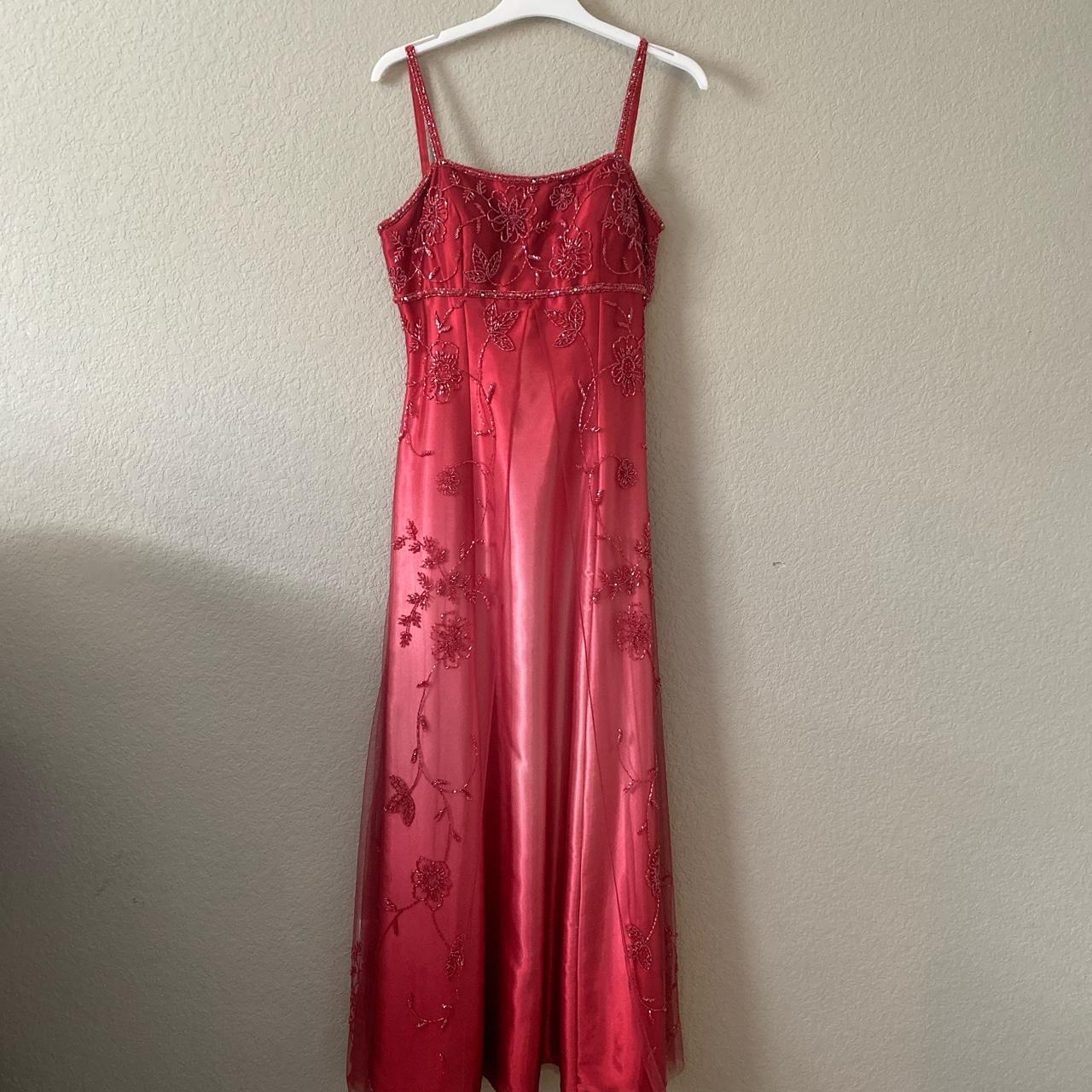 Vintage ombré beaded cache dress with a lace up back | Depop