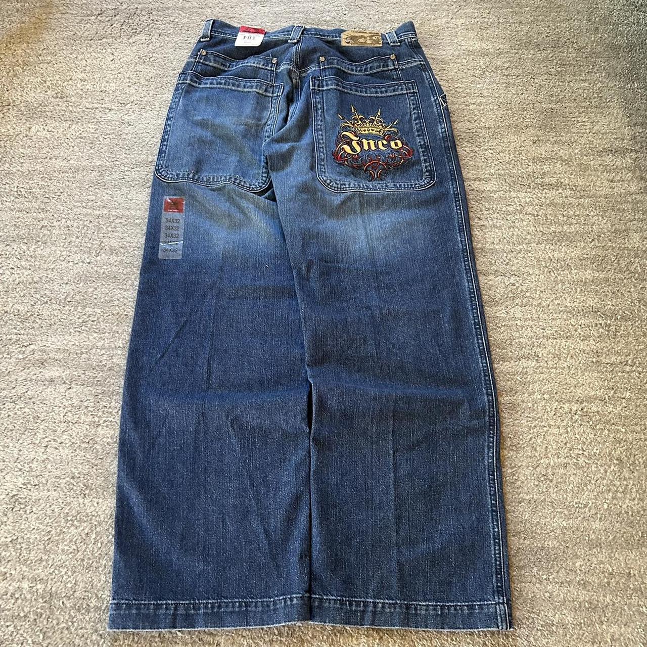Vintage Y2K JNCO crown jeans Baggy wide leg... - Depop