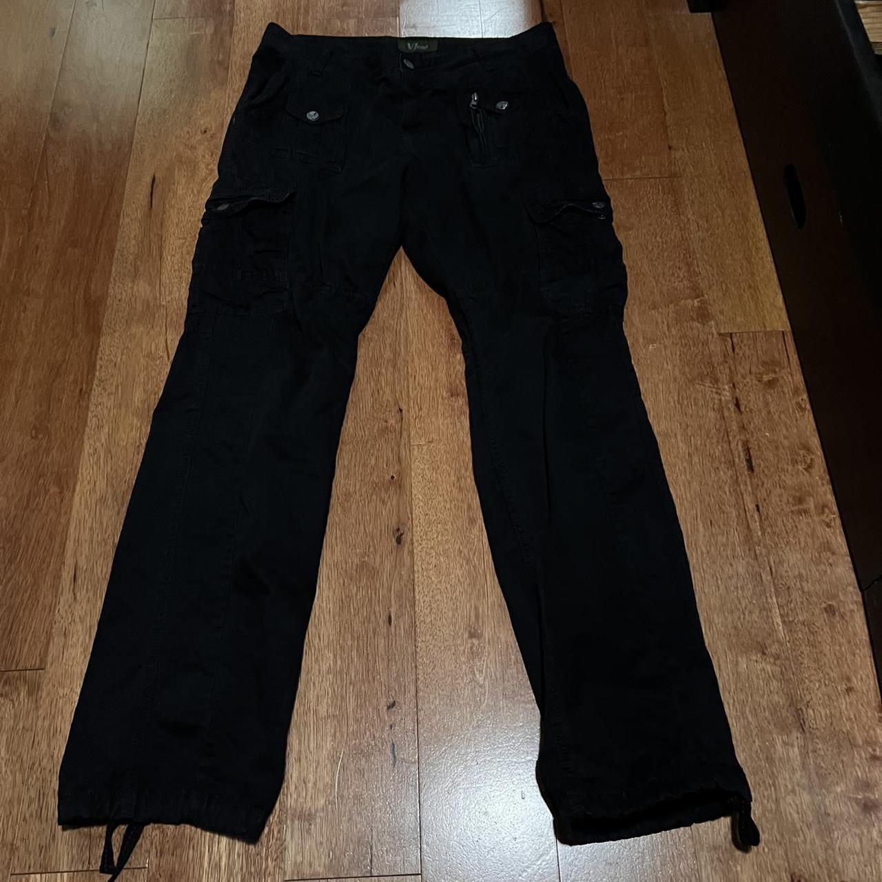V Jean black cargos Cool pockets embroidered... - Depop