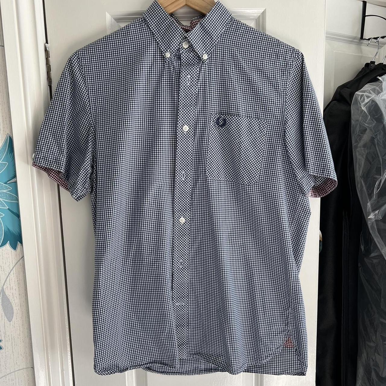 Fred Perry blue checkered shirt, size M. Worn a few... - Depop
