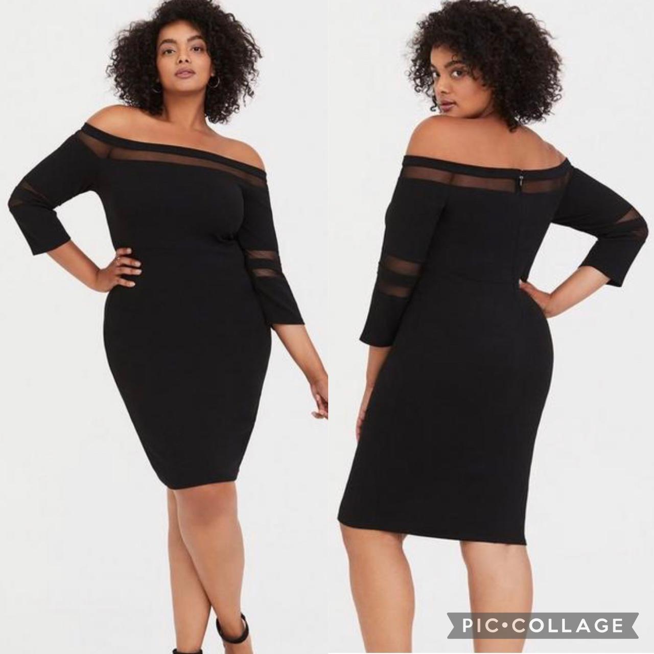 Torrid Size 2 Black Crepe & Mesh Off Shoulder... - Depop