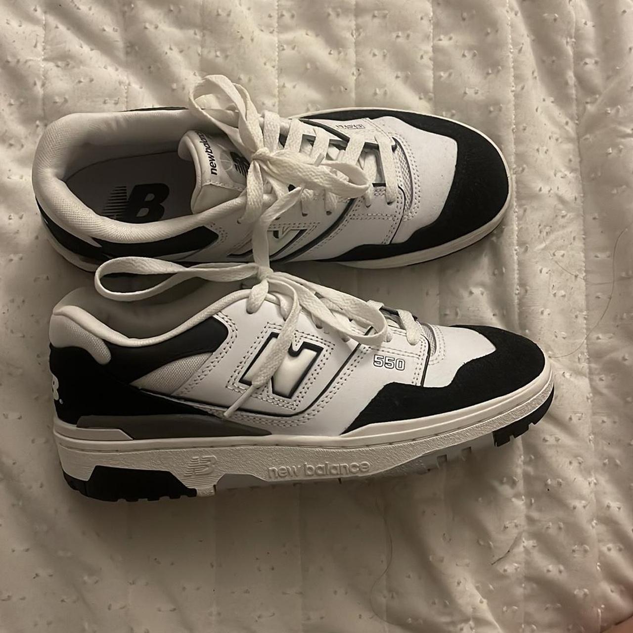 New Balance 550 in white and black - Depop