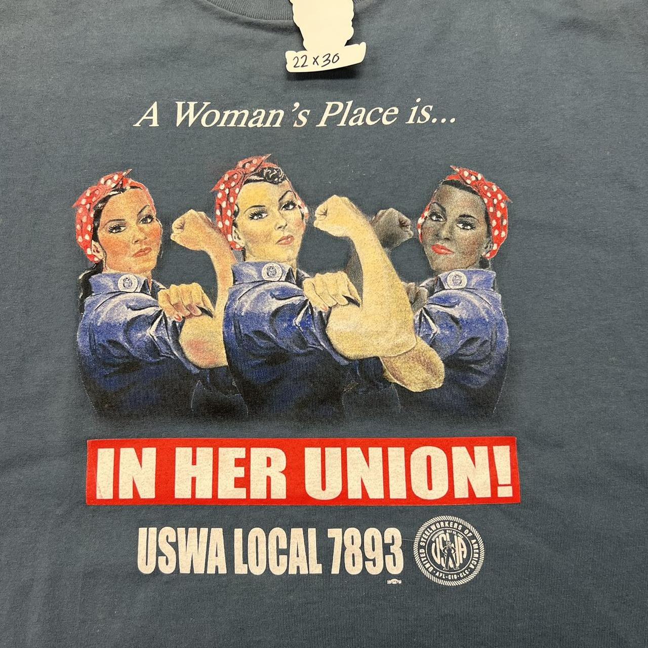 vintage union woman retro style graphic tee shirt... - Depop