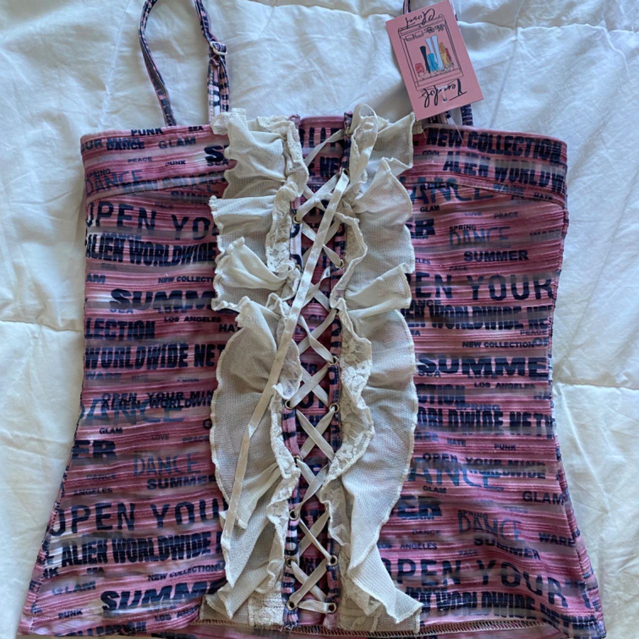 2000s mesh top Detailing is amazing In great... - Depop