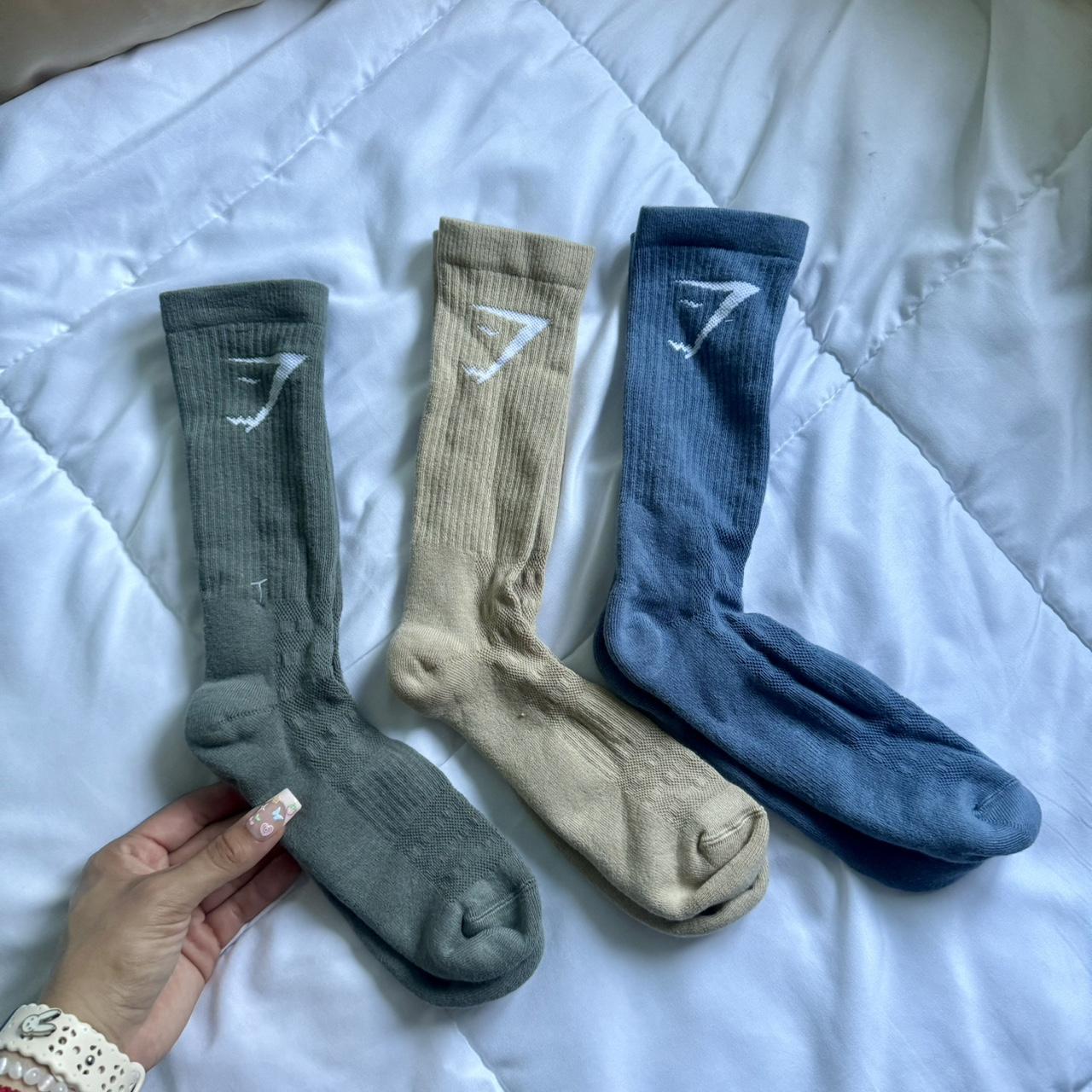 Gymshark large socks in Vanilla Beige/Unit... - Depop