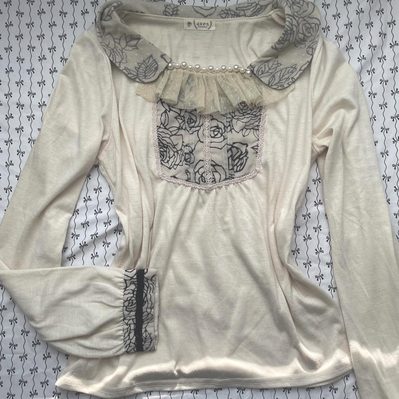 ʚɞ axes femme cream long sleeve blouse... | Depop