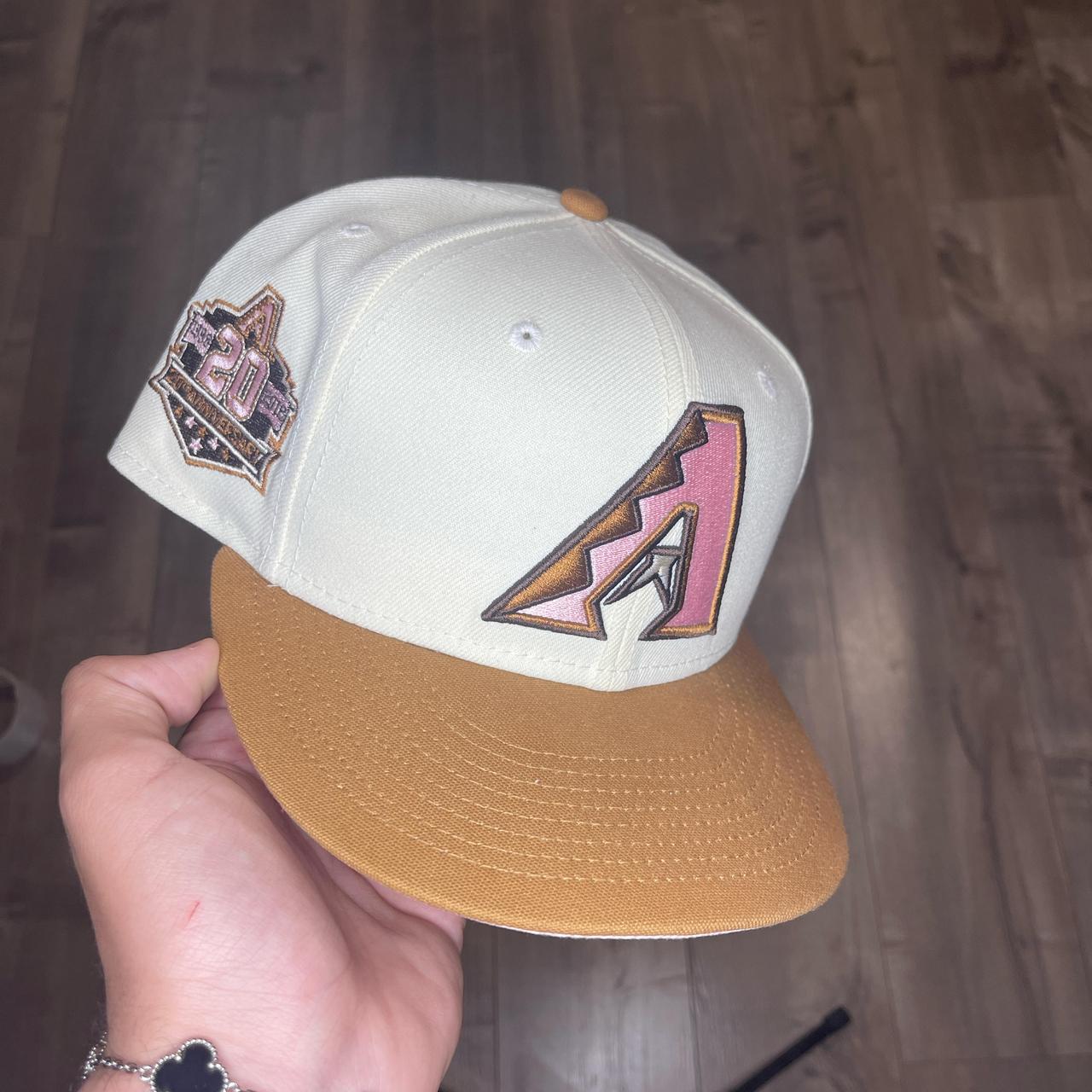 White and brown Arizona Diamondbacks fitted cap... | Depop