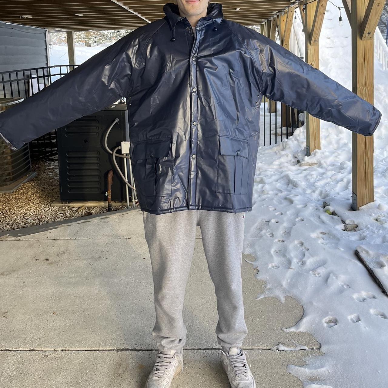 Blue waterproof DuckBay PVC jacket with flannel... - Depop