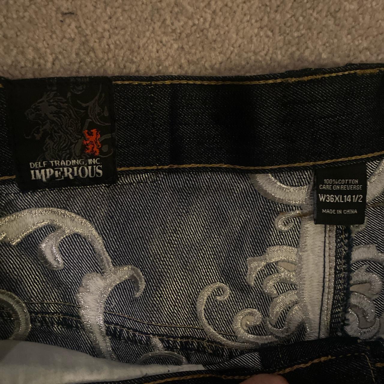 grunge y2k delf imperious jean shorts / jorts crazy... - Depop