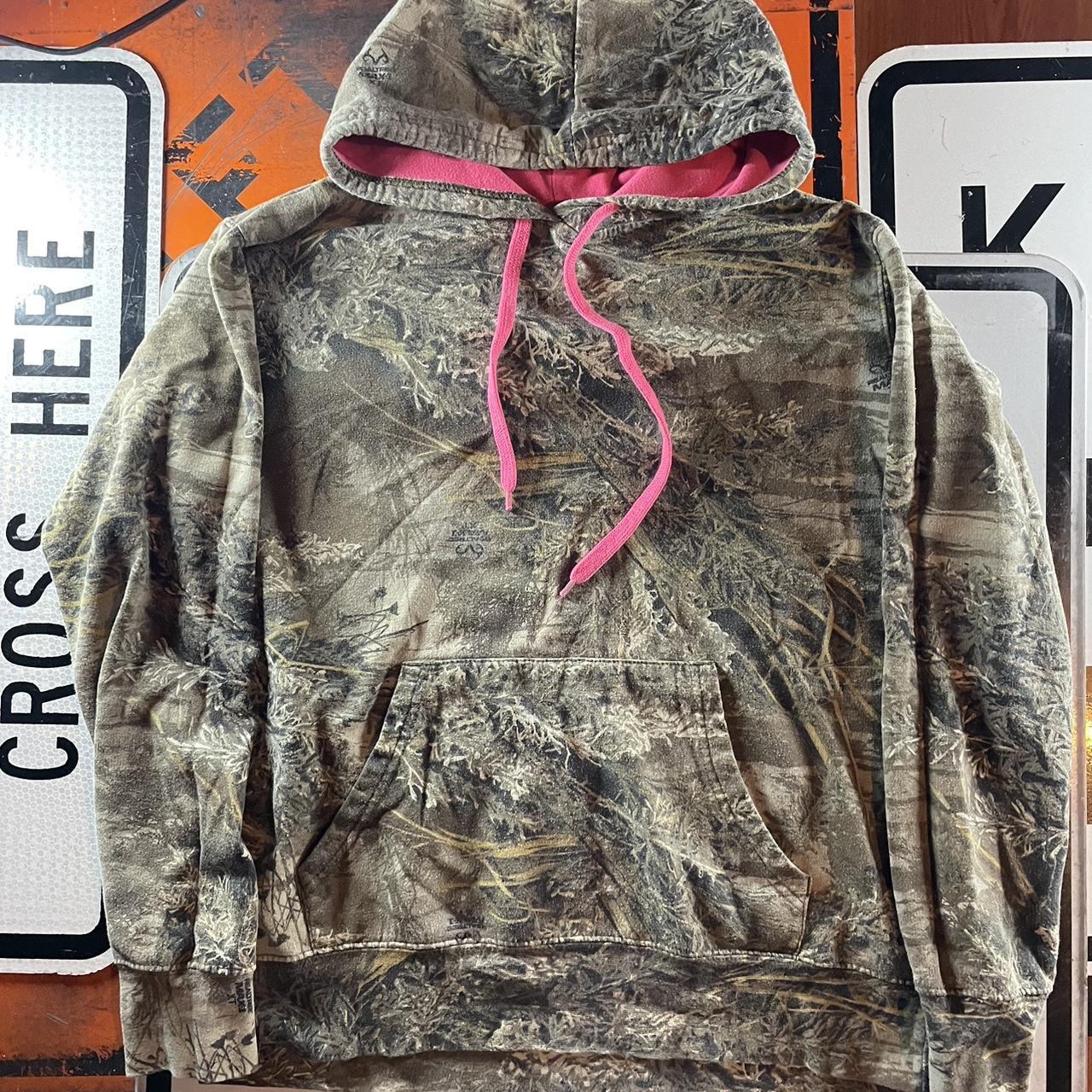 real tree hoodie pink hood size : 8-10 ( small... - Depop