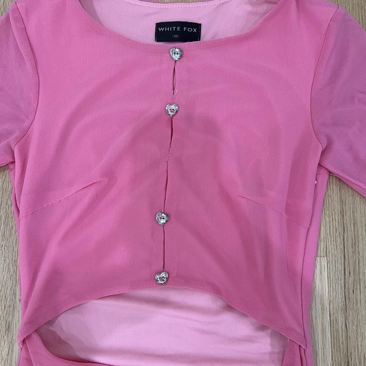 White Fox Pink Mesh Open Front Dress • Size XS •... - Depop