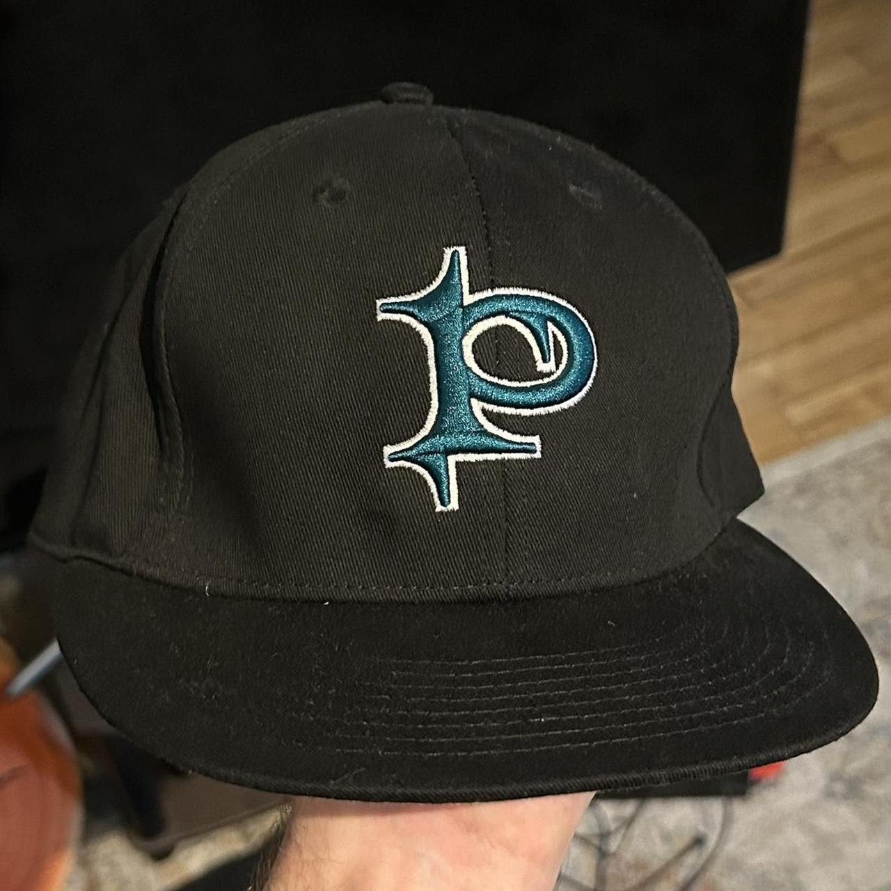 punkandyo blue P hat barely ever... | Depop