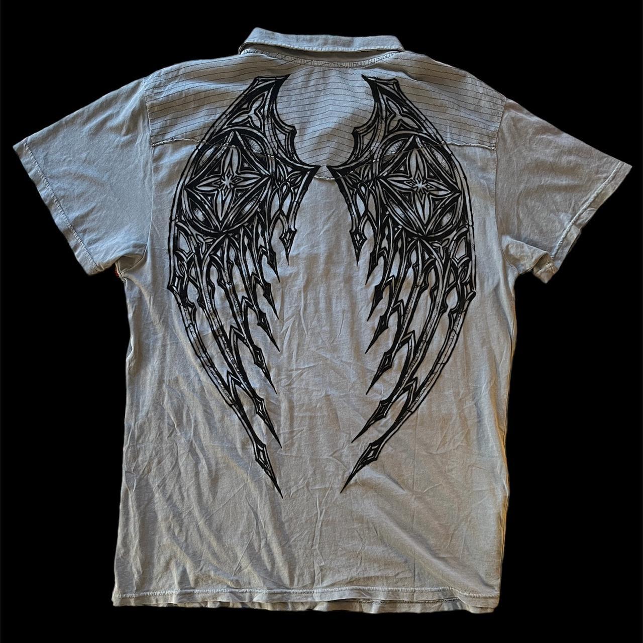 Affliction Men's Black and Grey Polo-shirts | Depop