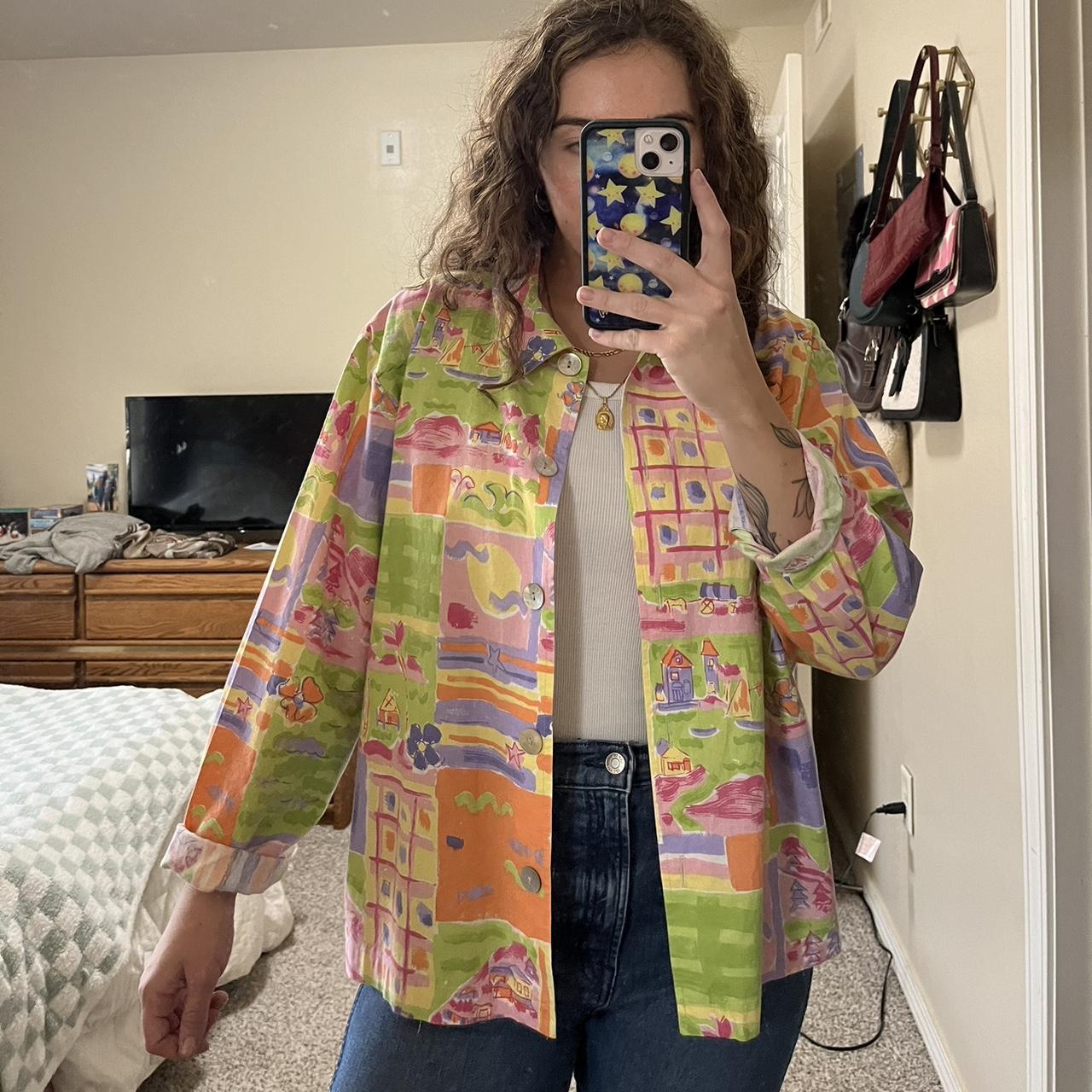 Vintage multi-coloured button up shirt #90s #retro - Depop