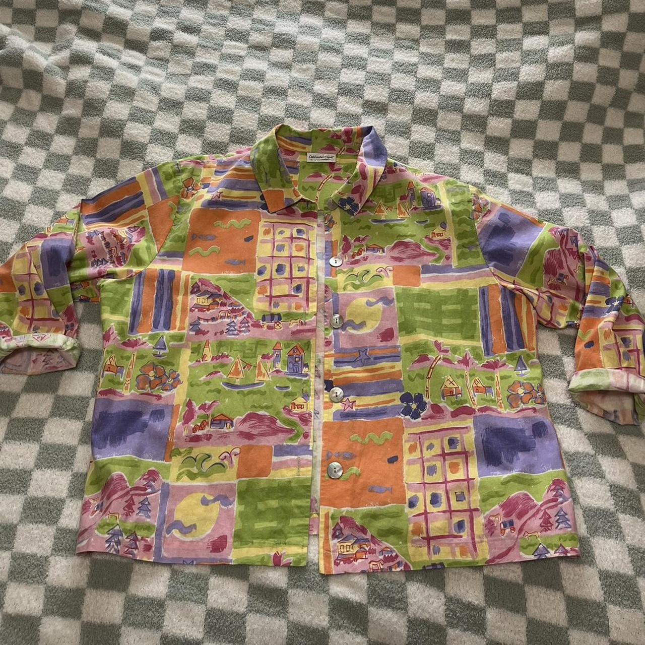 Vintage multi-coloured button up shirt #90s #retro - Depop