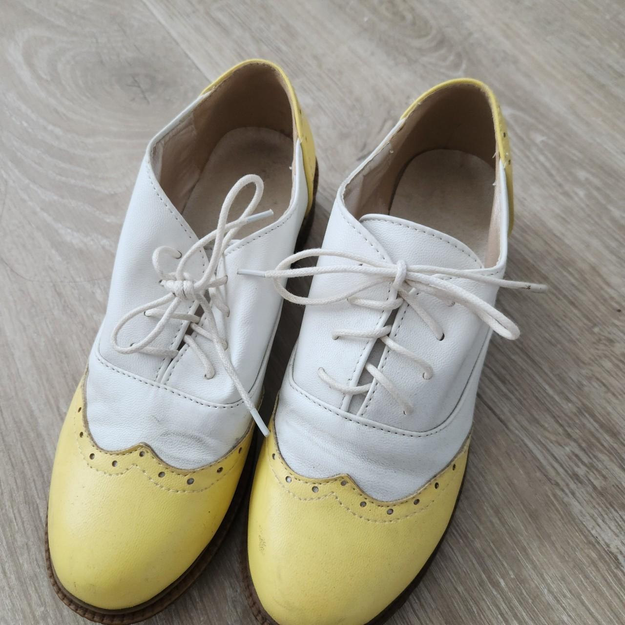 Bait footwear cream and mustard oxford shoe size 6... - Depop