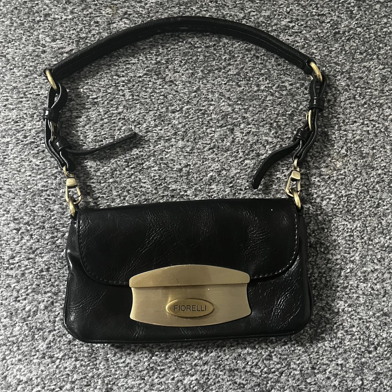 Fiorelli black and gold leather shoulder bag worn... - Depop