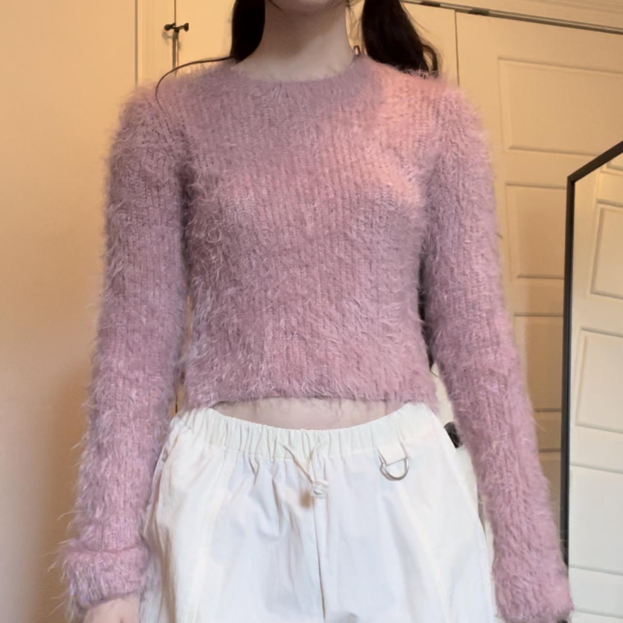 Super Soft Pink Y2k Furry Sweater With Side Slits.... - Depop