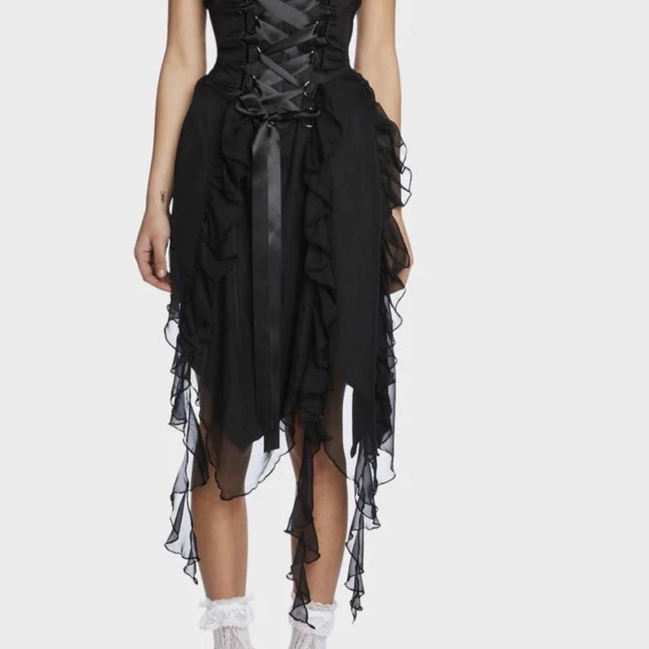 DOLLS KILL LACE UP BLACK DRESS M - Depop