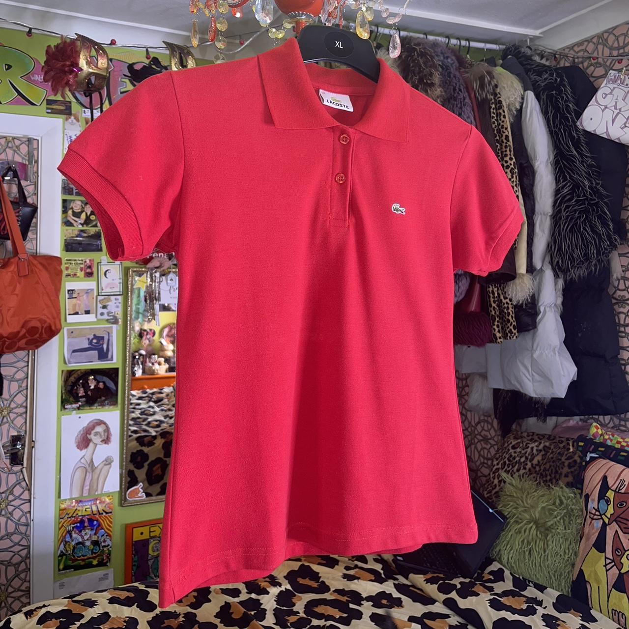 bright cherry red lacoste polo perfect condition... - Depop
