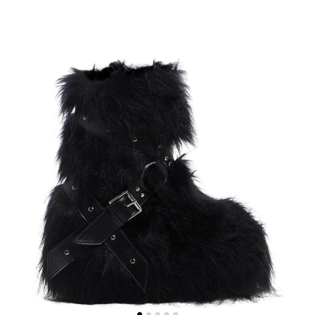 Selling Dolls Kill LOW WILD INSTINCTS FAUX FUR BOOTS... - Depop