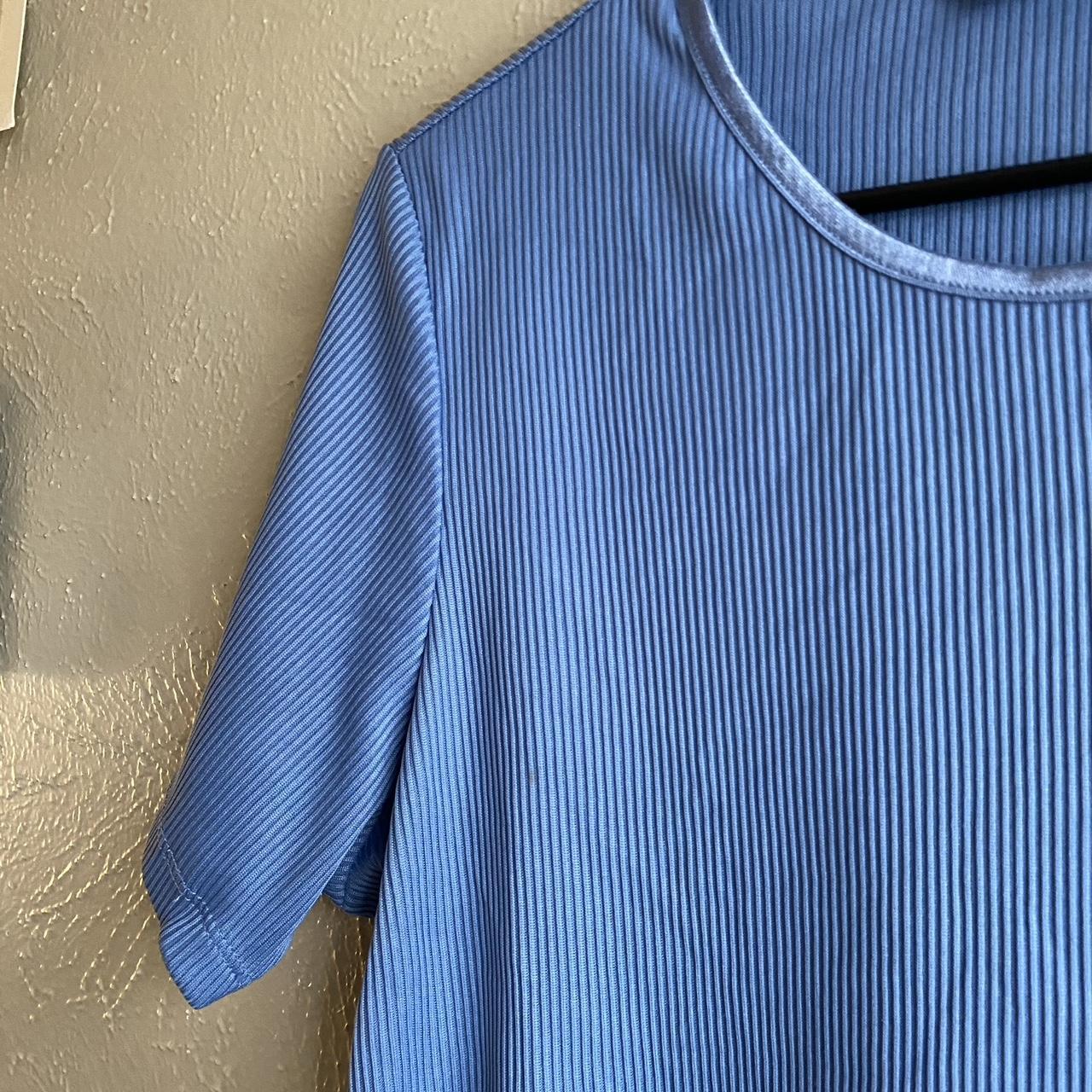 🦋 90’s Vintage Cornflower Blue Ribbed T-Shirt... - Depop