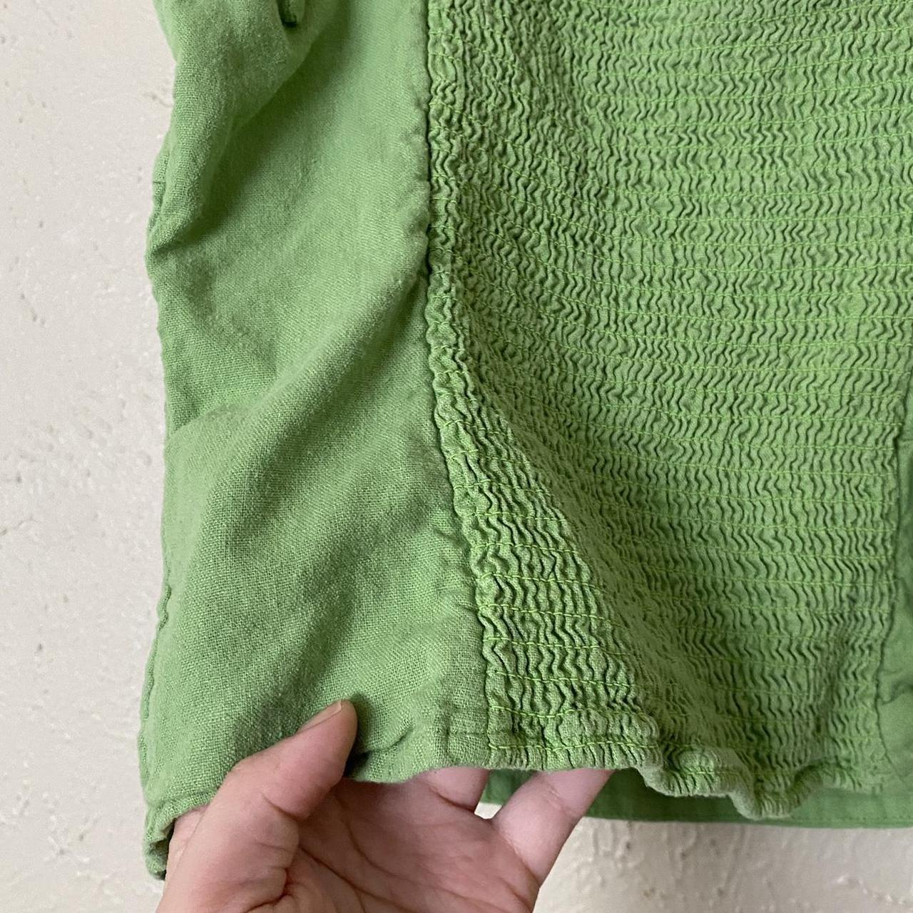 🍏 Lime Green Linen Cropped Tank Top - adjustable... - Depop