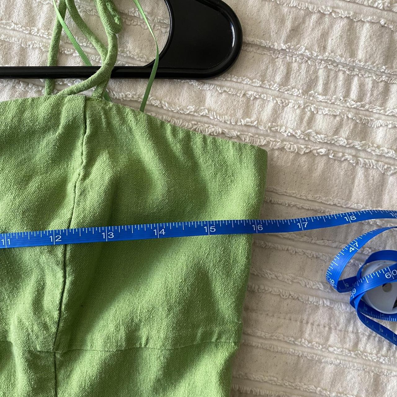 🍏 Lime Green Linen Cropped Tank Top - adjustable... - Depop