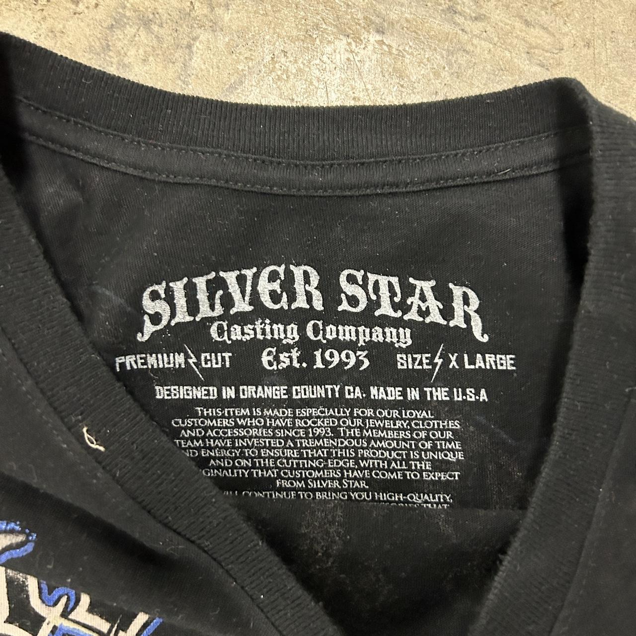 Silver Star Shirt Skull Cross Grunge Y2K 2000s Emo... - Depop