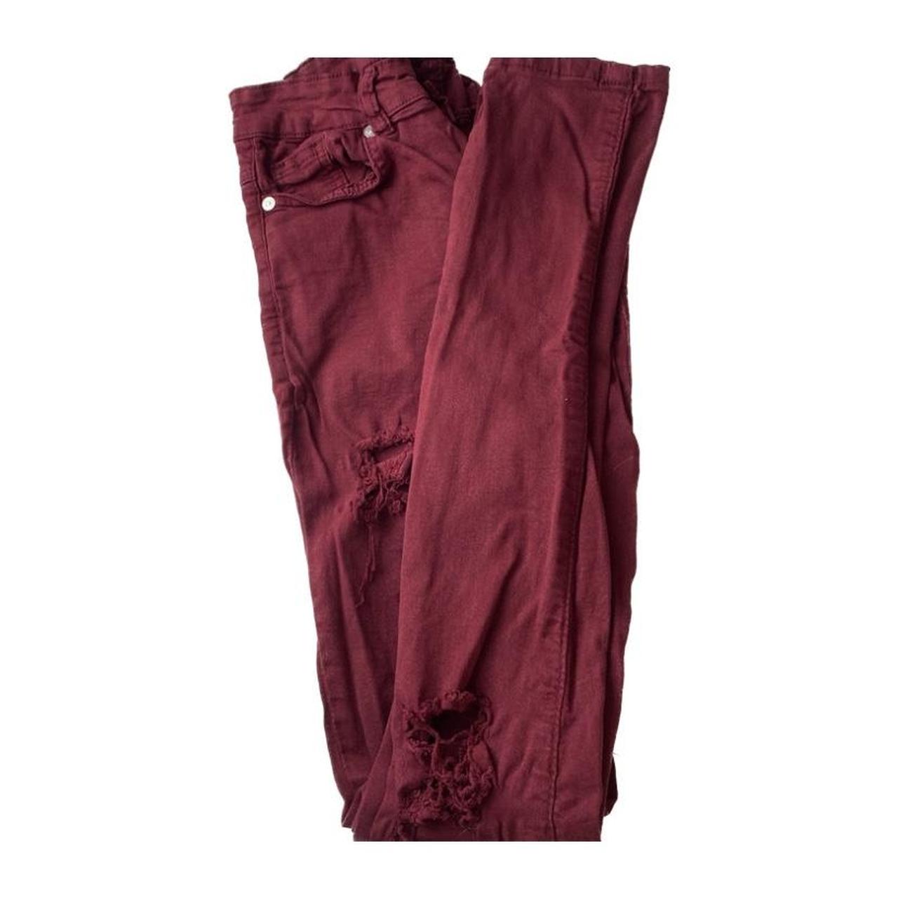 Dark red/burgundy ripped skinny jeans - Depop