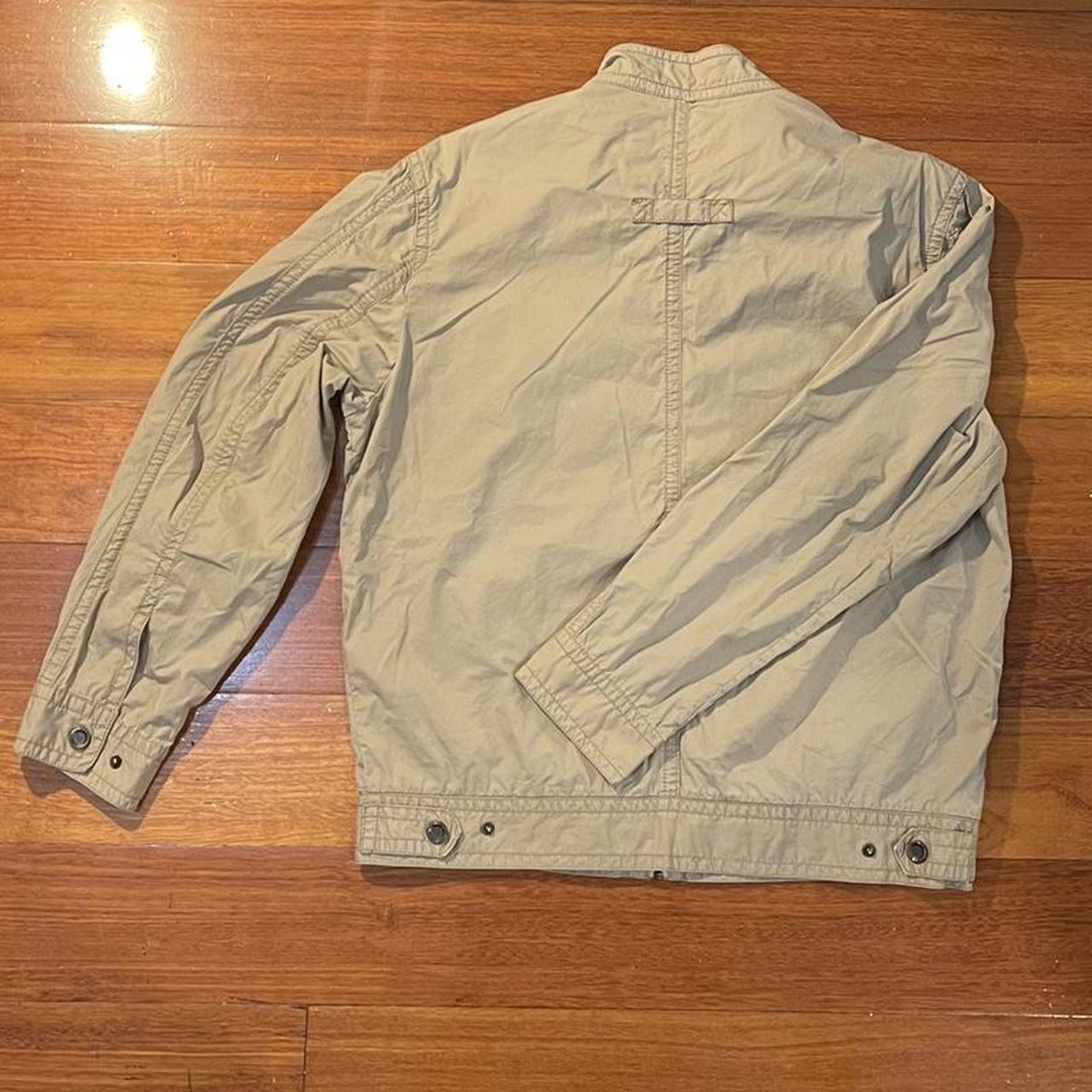 Vintage 2000s jeep jacket beige with top button... - Depop
