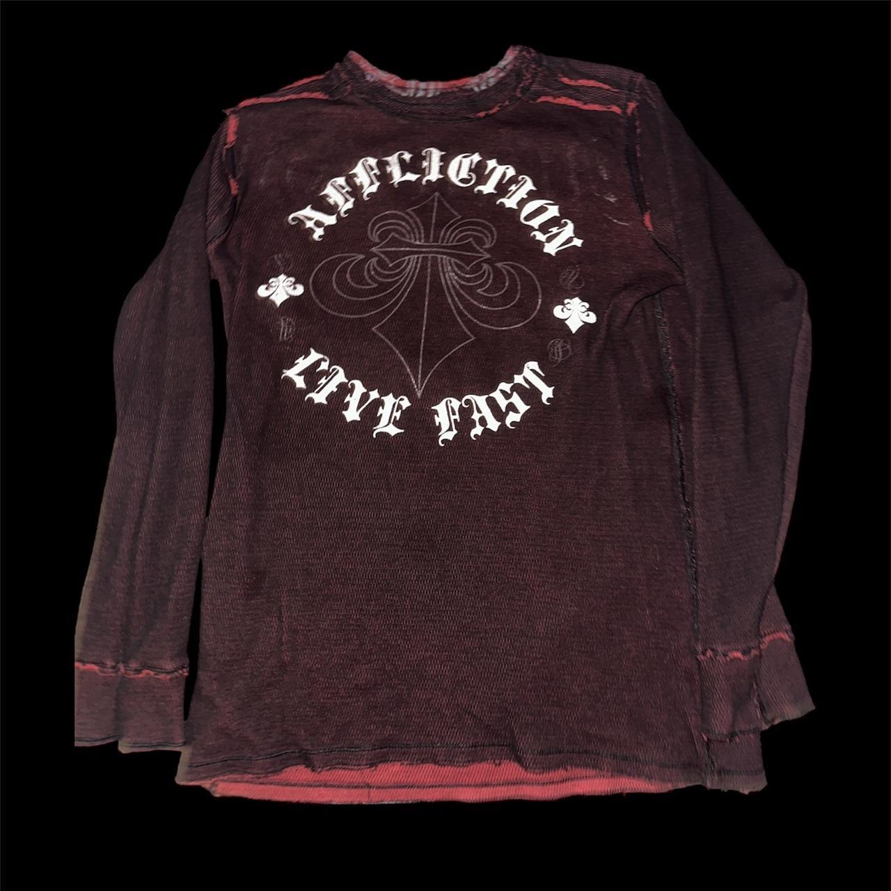 CRAZY RARE AFFLICTION THERMAL WORN BY GRAVEMAN 100... - Depop