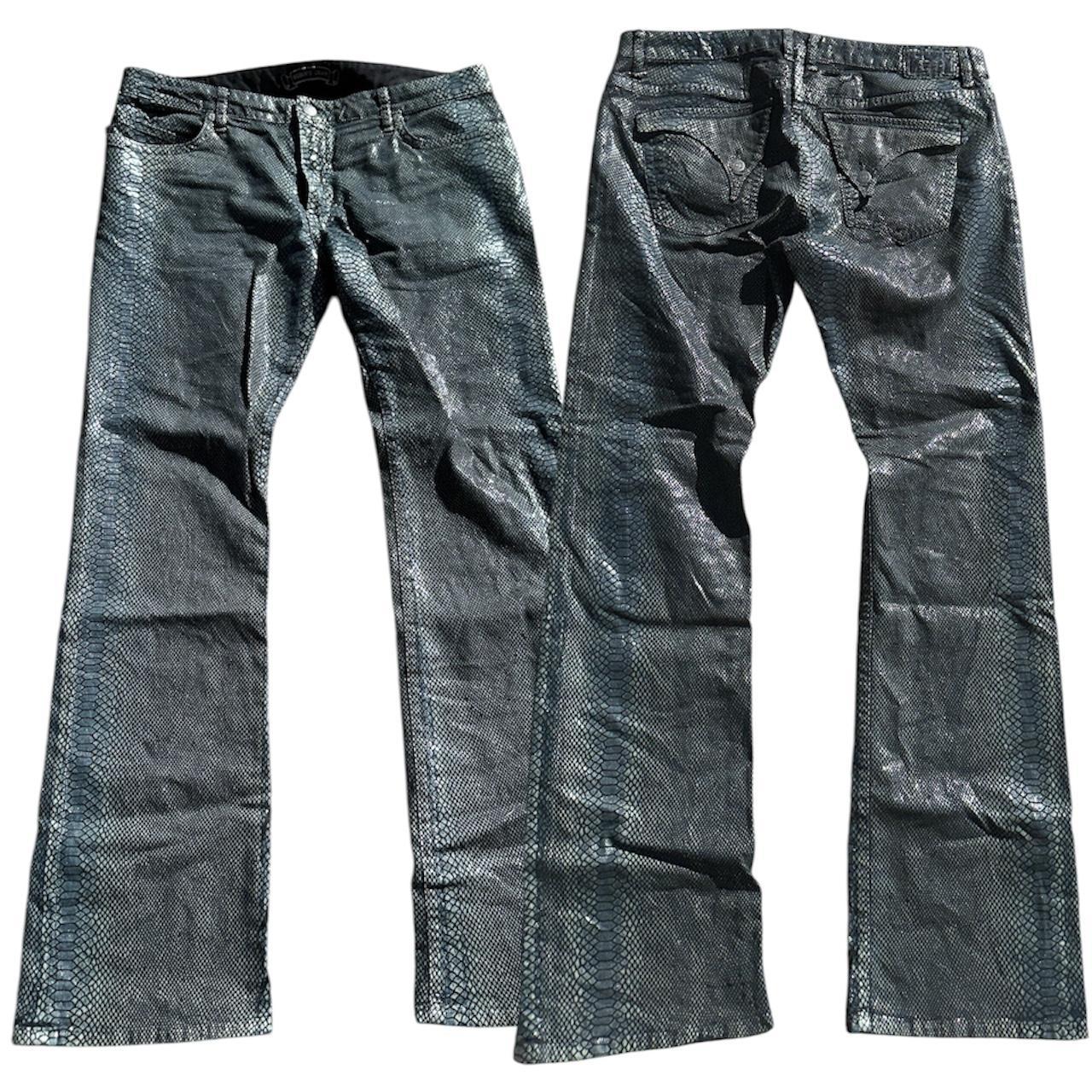 DYED GUNMETAL ROBINS JEANS SNAKE SKIN FLAWS APPARENT... | Depop