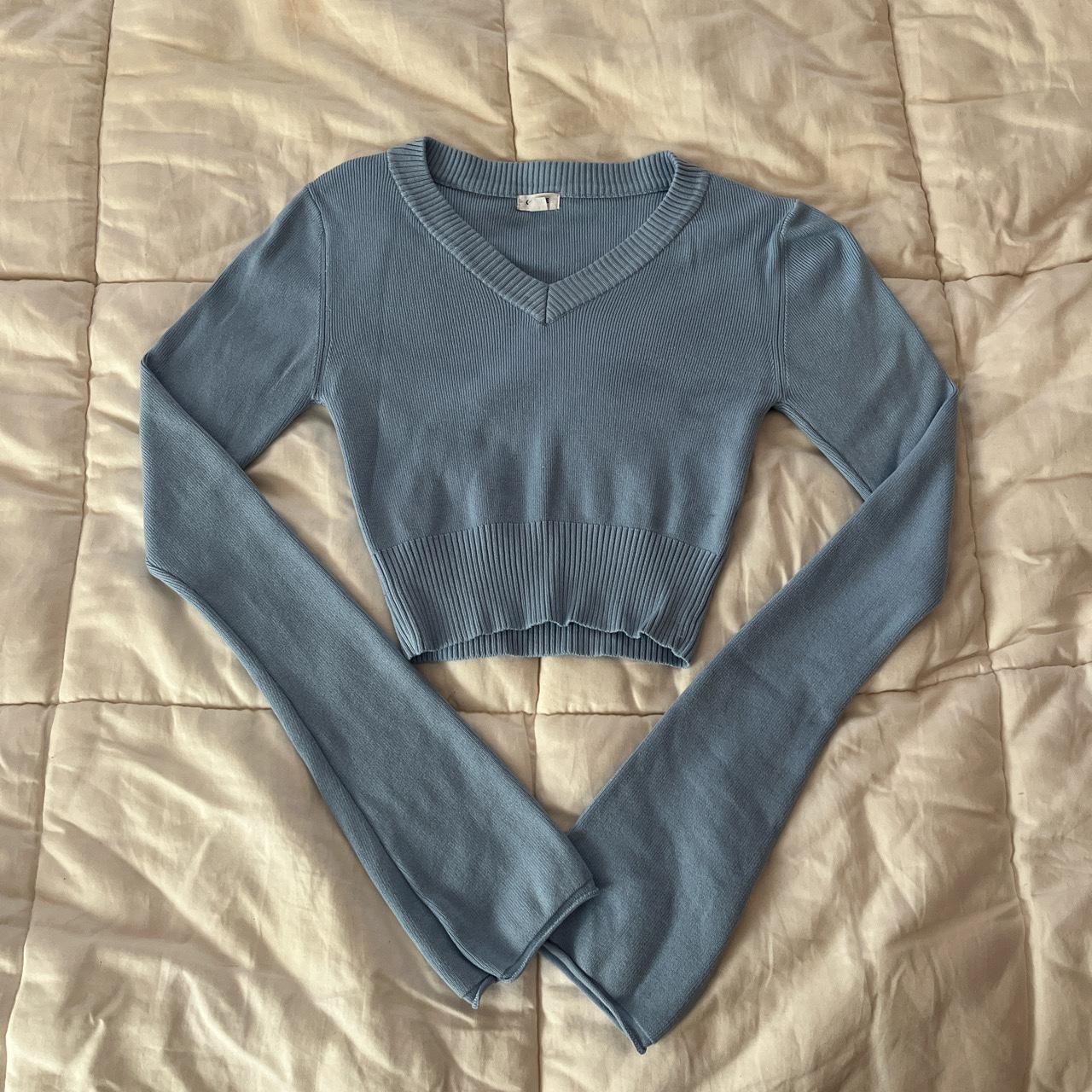 cropped blue sweater - worn only once - Depop