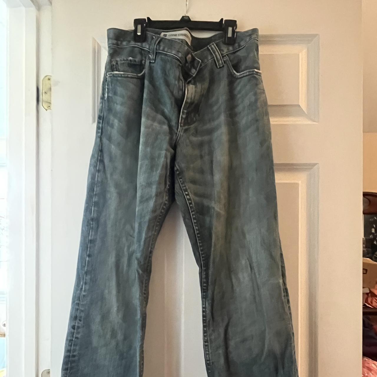 loose straight jeans dark wash - Depop