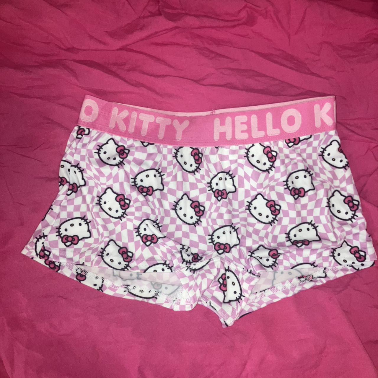 Pink Hello Kitty checkered boxers #kawaii - Depop