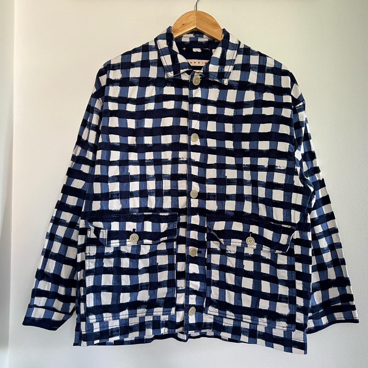 Uniqlo x Marni Blue Checked Jacket - Unisex and... - Depop