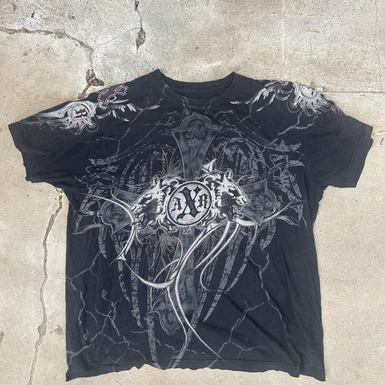 Black Affliction shirt with large front and back... | Depop
