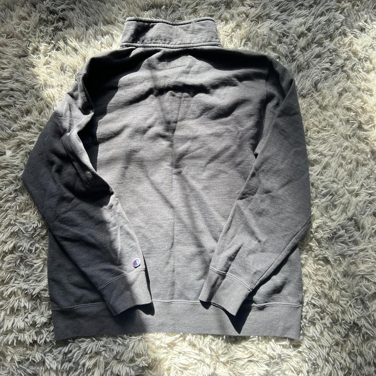 XL Grey embroidered Champion button up - Depop
