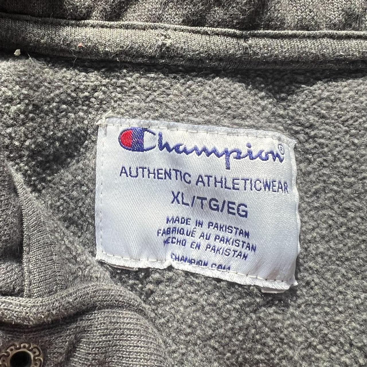 XL Grey embroidered Champion button up - Depop