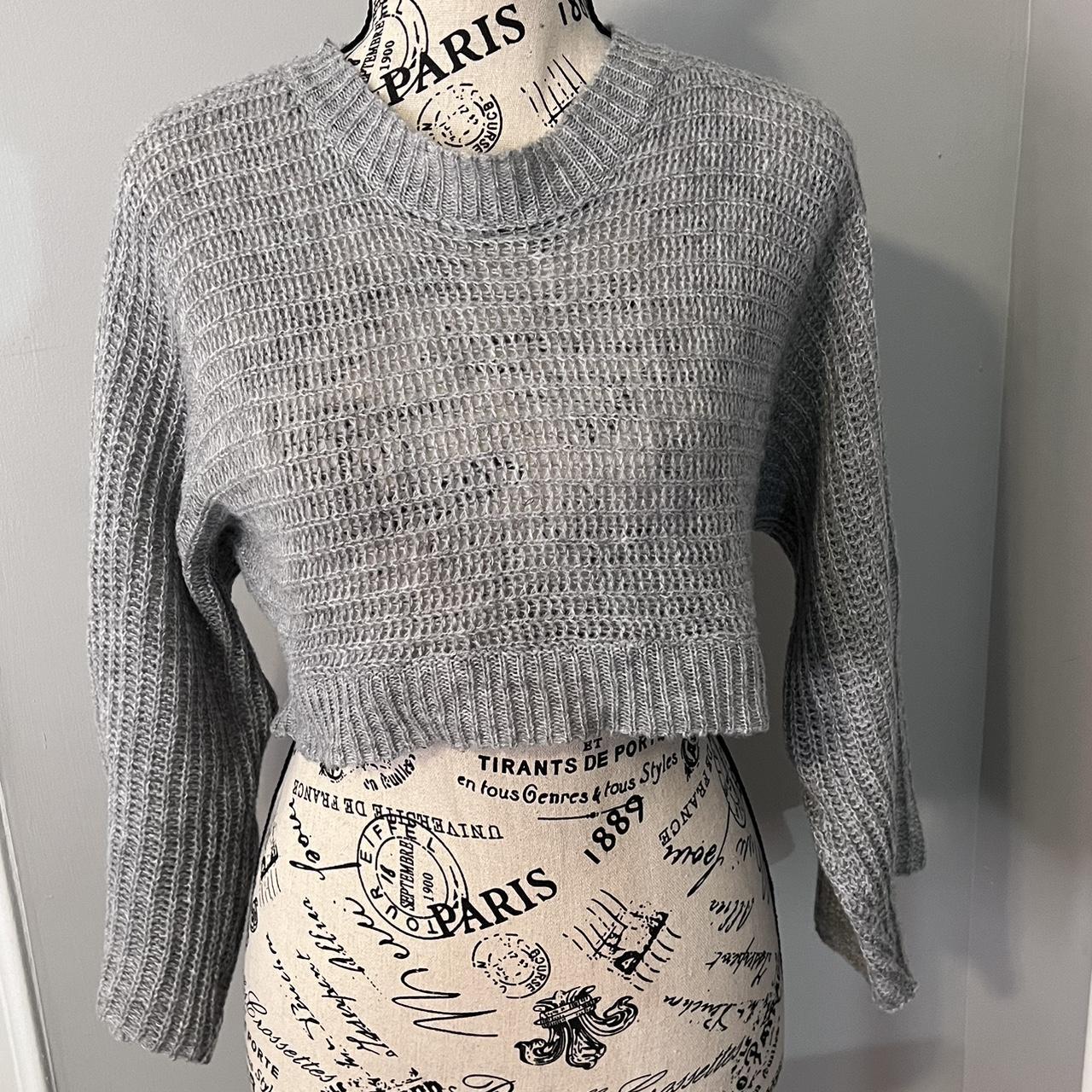 KNITTED CROP SWEATER Color - grey Size - medium - Depop